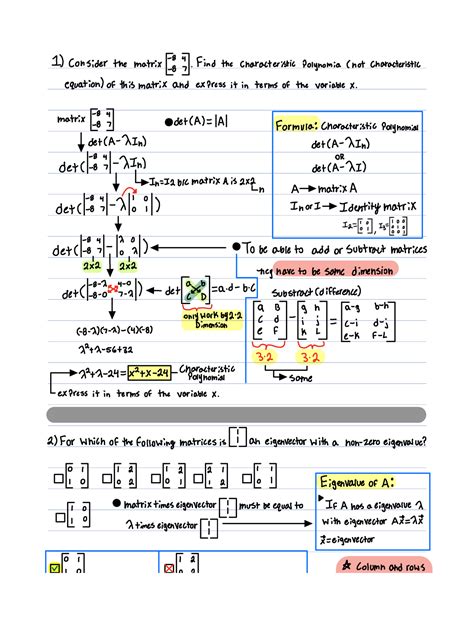 Matrix 3 Characteristic Polynomial And Eigenvectors Studocu