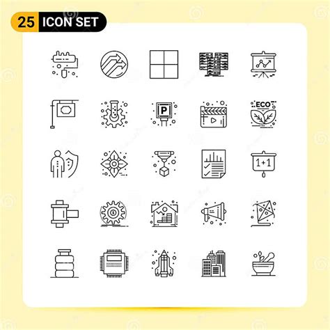 Set Of 25 Vector Lines On Grid For Projector Graph Wireframe Chart Database Stock Vector