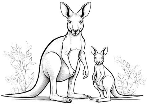 Two Kangaroos Kangaroo Coloring Pages