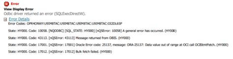 Obiee 11g And 12c Error Nqserror 17012 Bulk Fetch Failed Nqserror 17001 Oracle Error