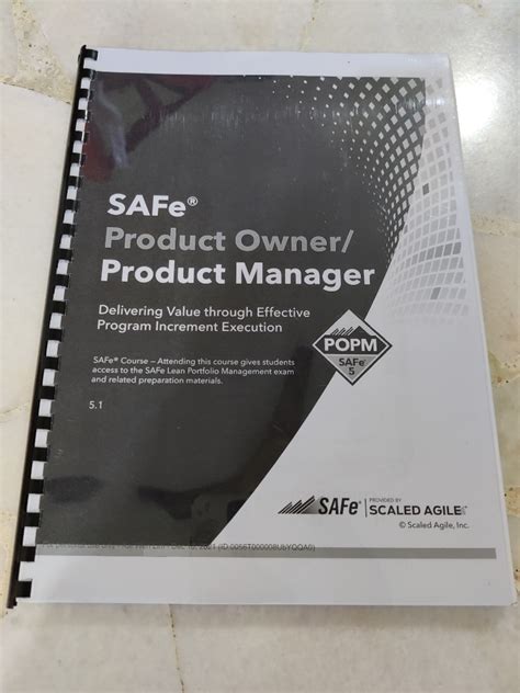 Safe Product Owner Product Manager Course Textbook Certified Safe® Po Pm Hobbies And Toys