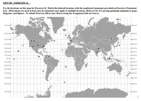 Solved Use The Locations On This Map For Exercise 4 Match