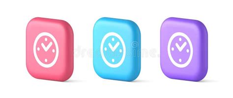 Alarm Clock Time Countdown Button Deadline Measurement 3d Realistic Icon Stock Illustration