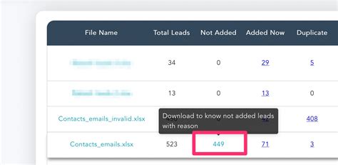 how to find the reason for not added leads from uploaded excel