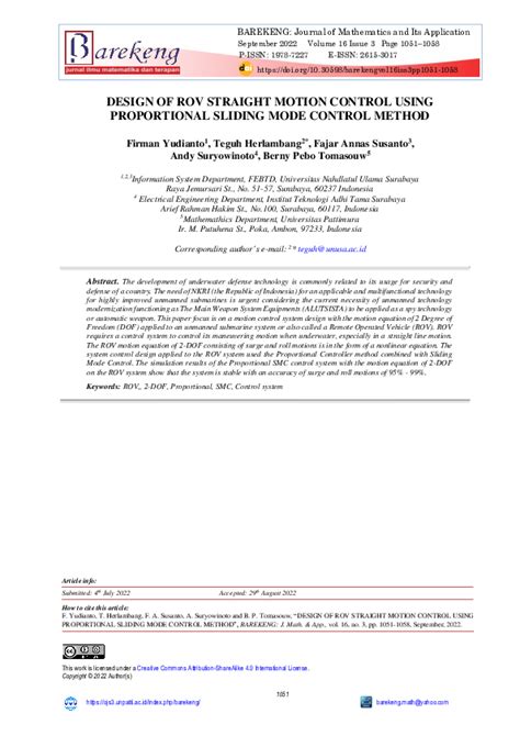 Pdf Rov Motion Control Using Sliding Mode Method