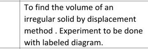 To Find The Volume Of An Irregular Solid By Displacement Method Experime