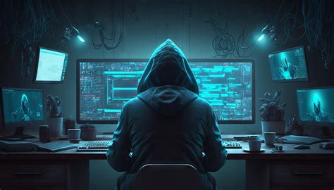 Premium Photo A Hacker In A Hoodie Is Sitting On A Chair And Looking