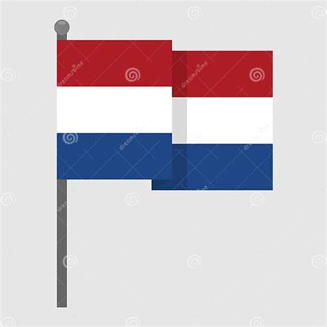 Waving Dutch Flag On A Gray Flagpole Stock Illustration Illustration