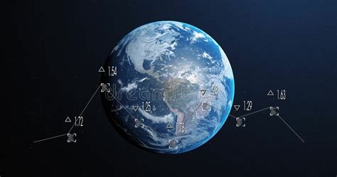 Earth Rotating With Data Points And Graphs Image Over Space Background Stock Image Image Of