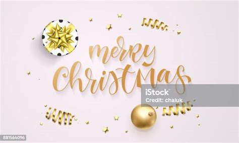 메리 크리스마스 인사말 카드 서식 파일 황금 반짝이 색종이 선물 상자 골드 리본 활의 배경 벡터 축제 화려한 손으로 그린 서 예 텍스트 스타와 크리스마스 배너에 대 한 공