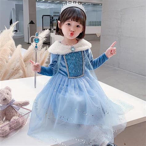 겨울 스타일 냉동 엘사 안나 코스프레 드레스 소녀 생일 파티 Tulle 댄스 파티 드레스 키즈 코스프레 스노우 퀸 대관식 의상 Aliexpress