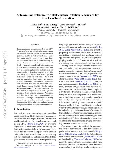 Pdf A Token Level Reference Free Hallucination Detection Benchmark For Free Form Text Generation