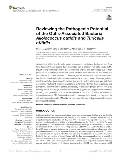 Pdf Reviewing The Pathogenic Potential Of The Otitis Associated