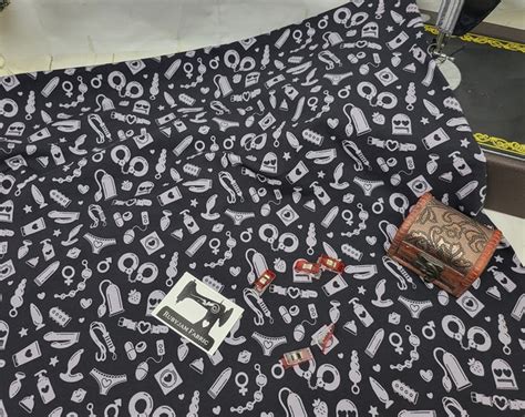 Sexuality Fabric MATURE Cute Pink Illustrated Sex Toy Vibrator Love Pleasure By Oh Joy Sex Toy