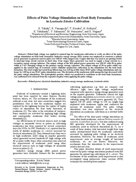 Effects Of Pulse Voltage Stimulation On Fruit Body Formation Pdf Capacitor Electrical