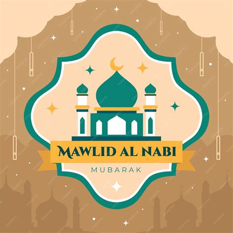 플랫 Mawlid 알 나비 그림 무료 벡터
