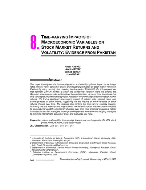 Pdf Time Varying Impacts Of Macroeconomic Variables On Stock Market