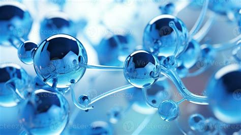 Abstract Molecules Design Atoms Molecular Structure With Blue Spherical Particles Ai