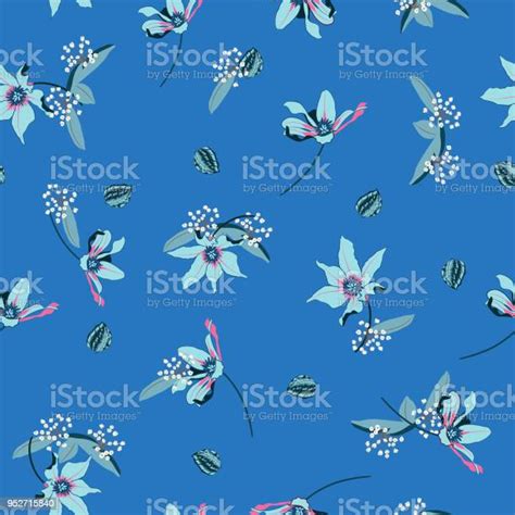 밝은 여름 꽃 꽃 패턴 개화 식물 모티프에 무작위로 흩어져 원활한 벡터 텍스처입니다 패션 인쇄에 대 한 합니다 0명에 대한 스톡 벡터 아트 및 기타 이미지 Istock
