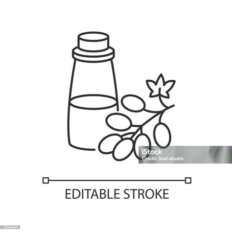 포도 씨 오일 픽셀 완벽한 선형 아이콘 화장품용 유기농 성분 비건 컨디셔너 얇은 선 사용자 정의 일러스트레이션 윤곽 기호입니다 벡터 격리 된 윤곽선 도면입니다 편집 가능한