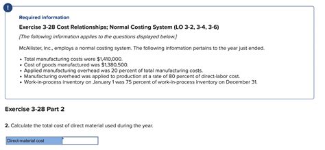 Solved Required Information Exercise 3 28 Cost Chegg Com