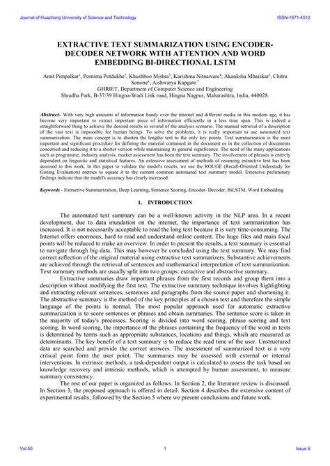 Pdf Extractive Text Summarization Using Encoder Decoder Network With