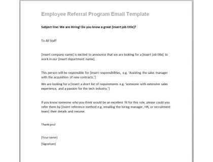 Employee Referral Email Template