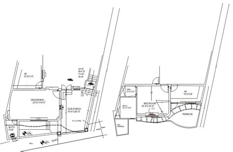 Cropped Section Of The Floor Plan Of House With Details In Autocad 2d Drawing Cad File Dwg