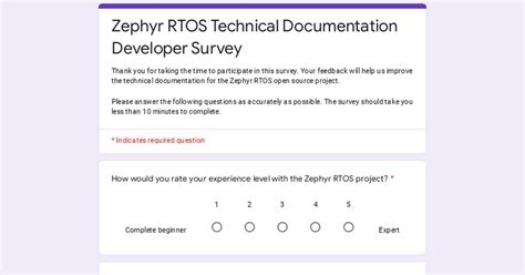 Zephyr Rtos Technical Documentation Developer Survey The Zephyr Project