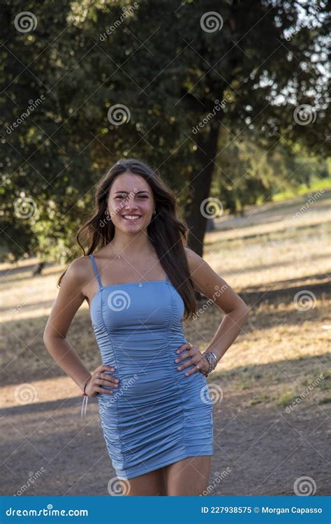 Beautiful Italian Girl At The Park Wearing A Dress Stock Image Image Of Happiness Natural