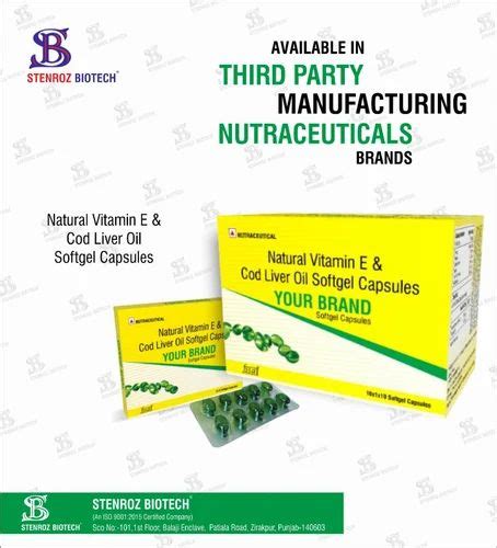 Vitamin E And Cod Liver Oil Softgel Capsules Nutraceutical Third Party