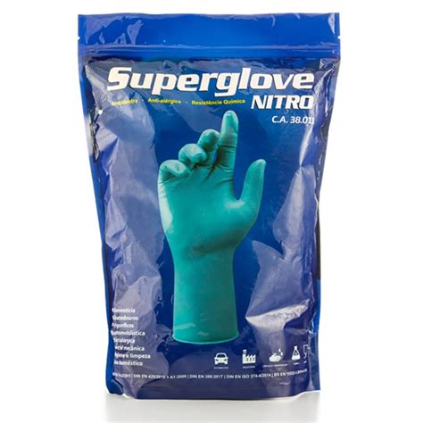 Kit 10 Pacotes Com 50 Unidades Luva Nitrílica Antialérgica Super Glove