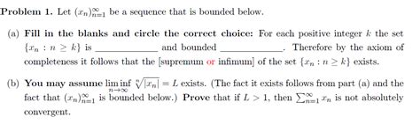 Solved Problem Let En N Be A Sequence That Is Bounded Chegg