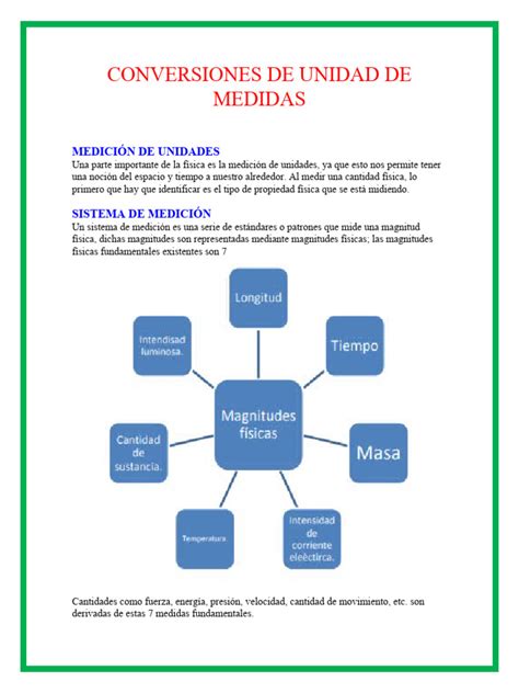Conversiones De Unidad De Medidas Pdf Vector Euclidiano Masa