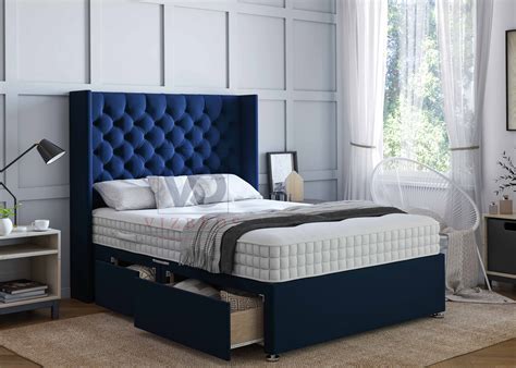 Trance Chesterfield Winged Divan Bed Set With Headboard Free Delivery