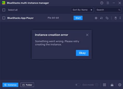 Instance Creation Error Rbluestacks