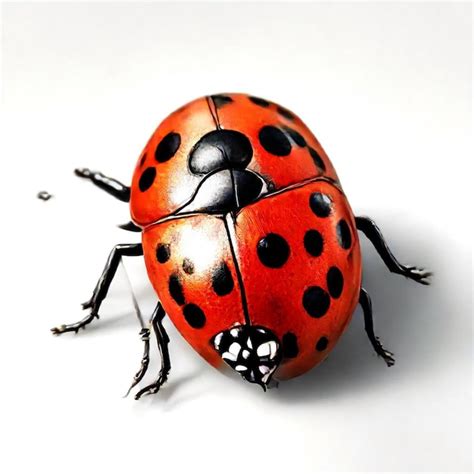 A Ladybug With Black Spots Is On A White Background Premium Ai