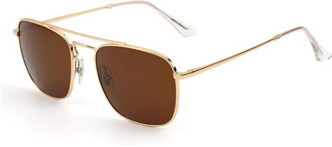 Retro Square Aviator Sunglasses Premium Glass Lens Flat