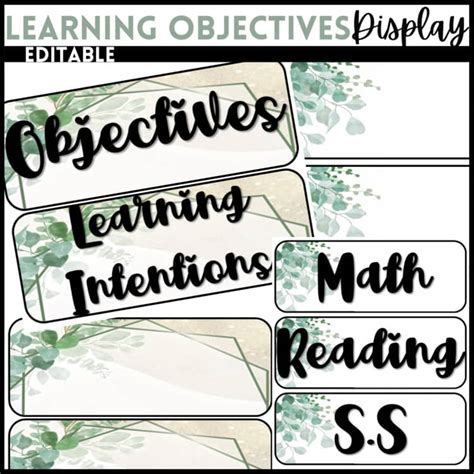 Editable Learning Objectives Display Greenery By Anh Huynh Tpt