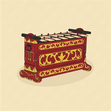 만화 그림 인도네시아 전통 악기 프리미엄 벡터