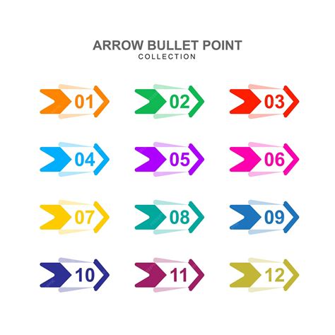 1에서 12까지 화살표 글머리 기호 번호 프리미엄 벡터