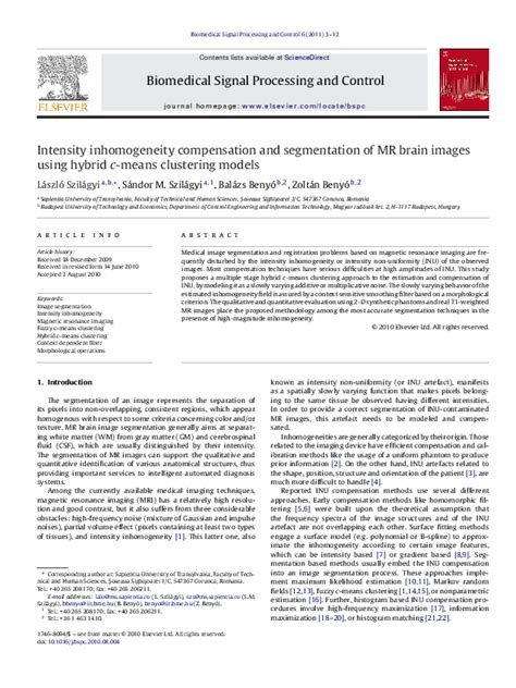 Pdf Intensity Inhomogeneity Compensation And Segmentation Of Mr Brain Images Using Hybrid C