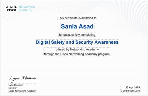 Cisconetworkingacademy Digitalsafety Cyberawareness Cybersecurity… Sania Asad