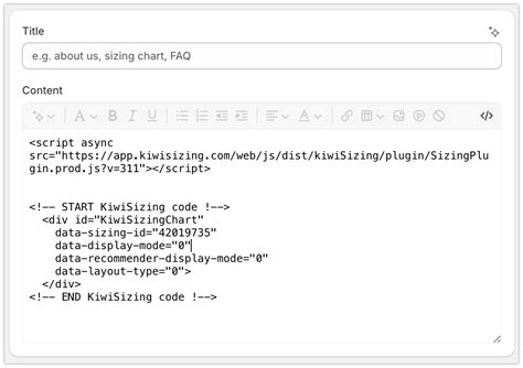 Can I Display Size Charts On Non Product Pages Kiwi Size Chart