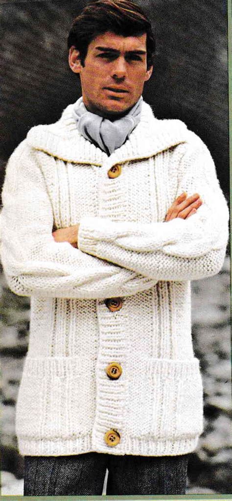 Mans Quick Easy Reverse Stocking Stitch And Cable Cardigan Pockets 34