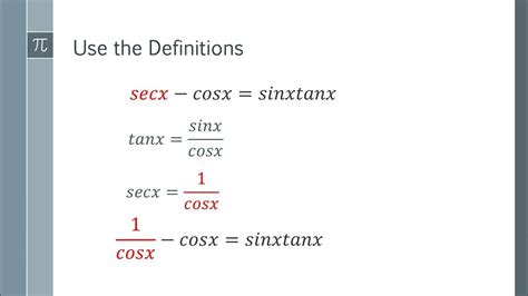How To Prove Secx Cosx Sinx Tanx Easy To Follow Method Youtube