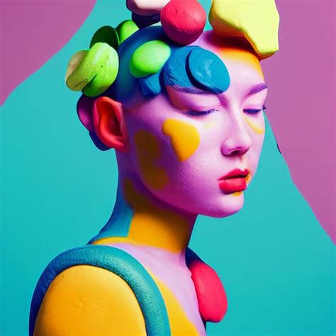 Premium Photo Colorful Abstract Woman Portrait 3d Rendering
