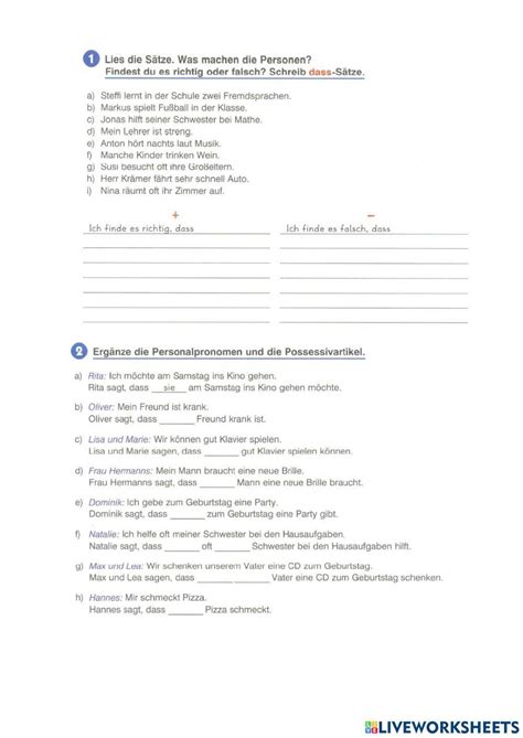 Objektsatz Interactive Worksheet Live Worksheets