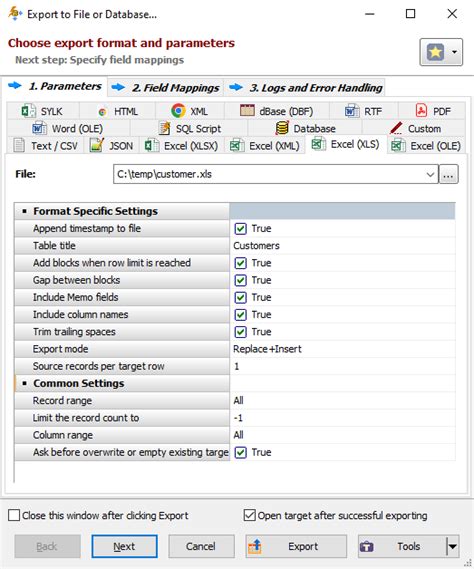 Excel Xls Export Format Exportizer Documentation