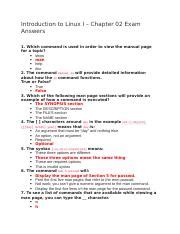 Introduction To Linux I Chapter Exam Docx Introduction To Linux I Chapter Exam Answers